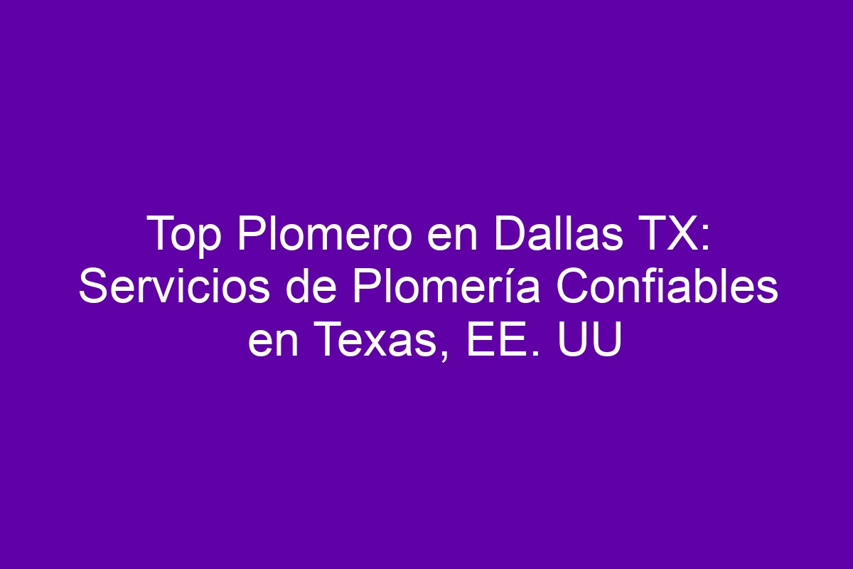 Top Plomero en Dallas TX: Servicios de Plomería Confiables en Texas, EE. UU